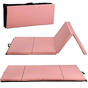 Thick Gymnastics Exercise Mat, 4'x6'x2"Extra Thick High Density Anti-Tear Folding Tumbling Mats Gymnastics for Home, Gym Mat for MMA, Stretching Yoga Cheerleading Martial Arts (Pink)