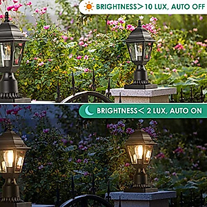 FOLKSMATE Dusk to Dawn Outdoor Post Lights, 2-Pack Waterproof Outside Post Lamps with Pier Mount, Exterior Pole Lantern with Clear Glass, Matte Black Post Light Fixture for Patio, Garden, Walkway