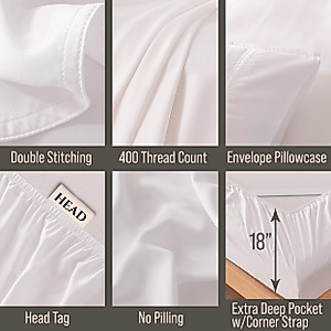 Bella Coterie Luxury King Bamboo Sheet Set | Organically Grown | Ultra Soft | Cooling for Hot Sleepers | 18" Deep Pocket | Viscose Made from Bamboo [White]