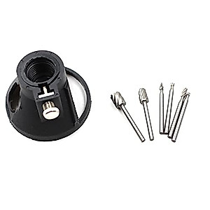 Preamer 6pc HSS Routing Router Bit Engraving Burr Bits Wood Carving Tool Rotary Drill File with Drill Carving Rotary Tool Routing Guide Suit Most Rotary Tool