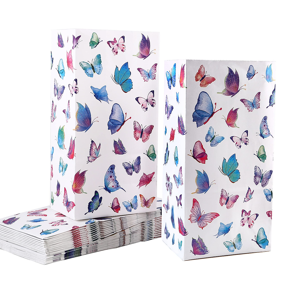 Cmecial 25Pcs Thickened Butterfly Favor Bags, Birthday Goodie Bags for Kids Birthday Party Bags, Party Favor Bags for Kids Birthday, Small Gift Bags Goody Bags, Mini Paper Gift Bags Small Size (WB1)