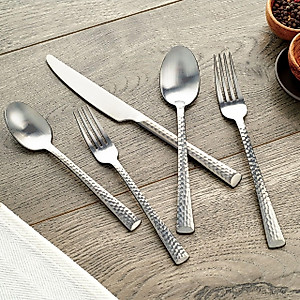 Hampton Forge Vale Hammered Flatware Set, 20 Piece, Silver