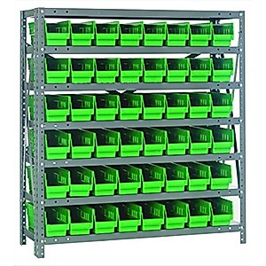 Quantum Storage Systems 1239-101GN Heavy Duty Galvanized Bins Shelves, 7 Shelves 48 Bins 39" H x 36" W x 12" D