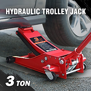 DNA MOTORING TOOLS-00235 Low Profile Hydraulic Trolley Service/Floor Jack, 3 Ton (6000 lbs) Capacity, Lifting Range 3"-20"