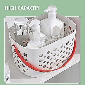 Portable Shower Caddy Basket with Handle Plastic Storage Tote Cleaning Supplies Organizer Bin for Bathroom Kitchen Dorm Room Bedroom, White