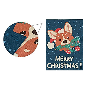 ALAZA Merry Christmas Cute Corgi Dog Burlap Garden Flag Home Banners, Double Sided Welcome Farmhouse Outdoor Yard Decorative Flag 12 x 18 inch