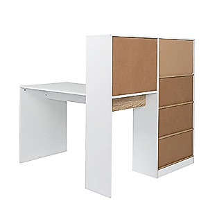 ZSQAW Office Desk Computer Desk Laptop Study Desk L Shape Desk with 4 Tiers Bookshelf Home Office Workstation