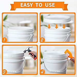 6 Pcs 5 Gallon Plastic Pail Lid 5 Gallon Bucket Lid for 3.5, 5, 6, and 7 Gal Buckets with 2 Plastic Bucket Lid Opener Industrial Can Opener for Home Industrial Use, Food Storage Container