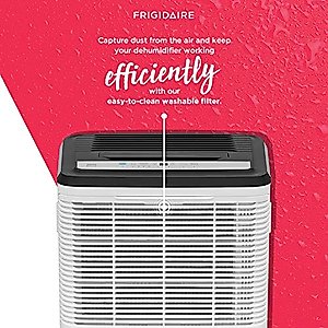 Frigidaire FFAP5033W1 Dehumidifier, High Humidity 50 Pint Capacity with Built-In Pump and a Easy-to-Clean Washable Filter, in White