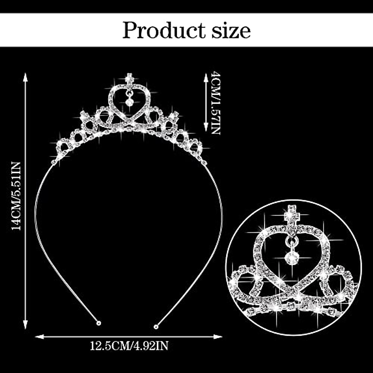 Sibba Princess Crown Tiara Girls Headband Hair Hoop Tiara Rhinestone Crystal Pearl Tiara Tiara Head Crown for Women Girls Wedding Prom Party Costume Christmas Gifts, One Size, Alloy, No Gemstone