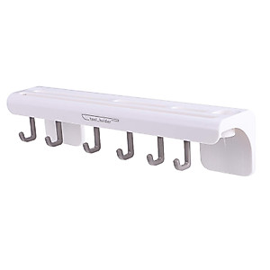 Hemoton Pan Pot Hanger Hook 1 Pc Kitchen Storage Coat Hanger Kitchen Hook Rail Kitchen Holder Shelves for Storage Wall Mounted Wall Mounted Holder Knives Abs White No Punching