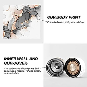 CaTaKu Pink Gold Marble Water Bottle Insulated 16 oz Stainless Steel Flask Thermos Bottle for Coffee Water Drink Reusable Wide Mouth Vacuum Travel Mug