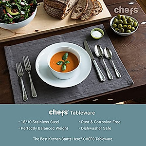 Chefs 18/10 Stainless Steel 44pc Flatware Set, Service for 8, Mesa Satin