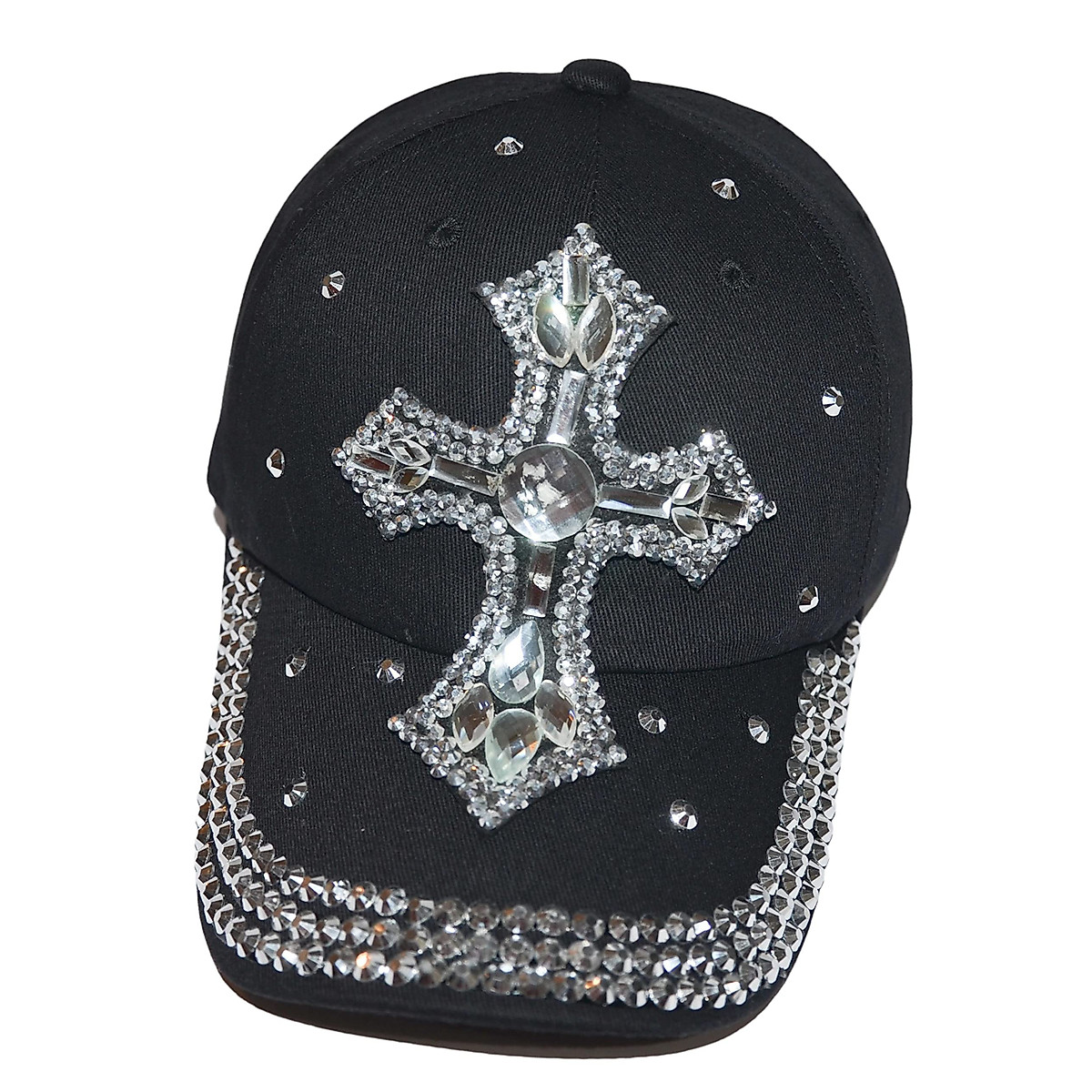 Popfizzy Bling Baseball Cap for Women and Girls, Fun Bedazzled Hats, Shiny Rhinestone Denim and Diamond Hat, Sparkly Gifts