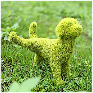 HOWFIELD Garden Statues and Figurines Outdoors - Naughty Peeing Puppy Figurines, Grass Green Dog Outdoor Statues, Outdoor Decorations for Patio