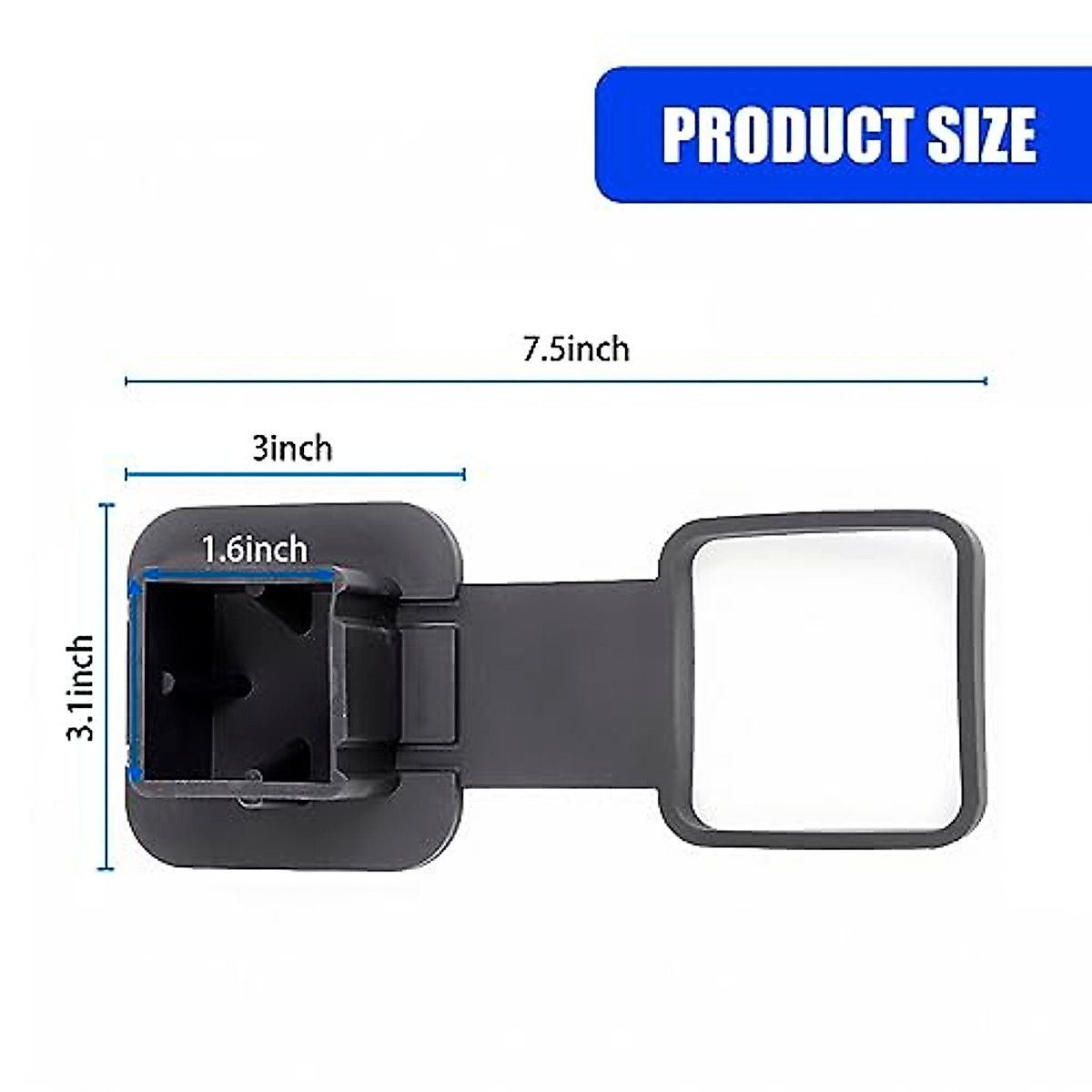 Hawyet 1 PC Universal Trailer Tube Square Mouth Cover, 3.1" x 7.5" TPU American Flag Tow Hook Dust Plug, Protect Trailer Tube and Trailer Base, Suitable for Most Car Models (Silver)