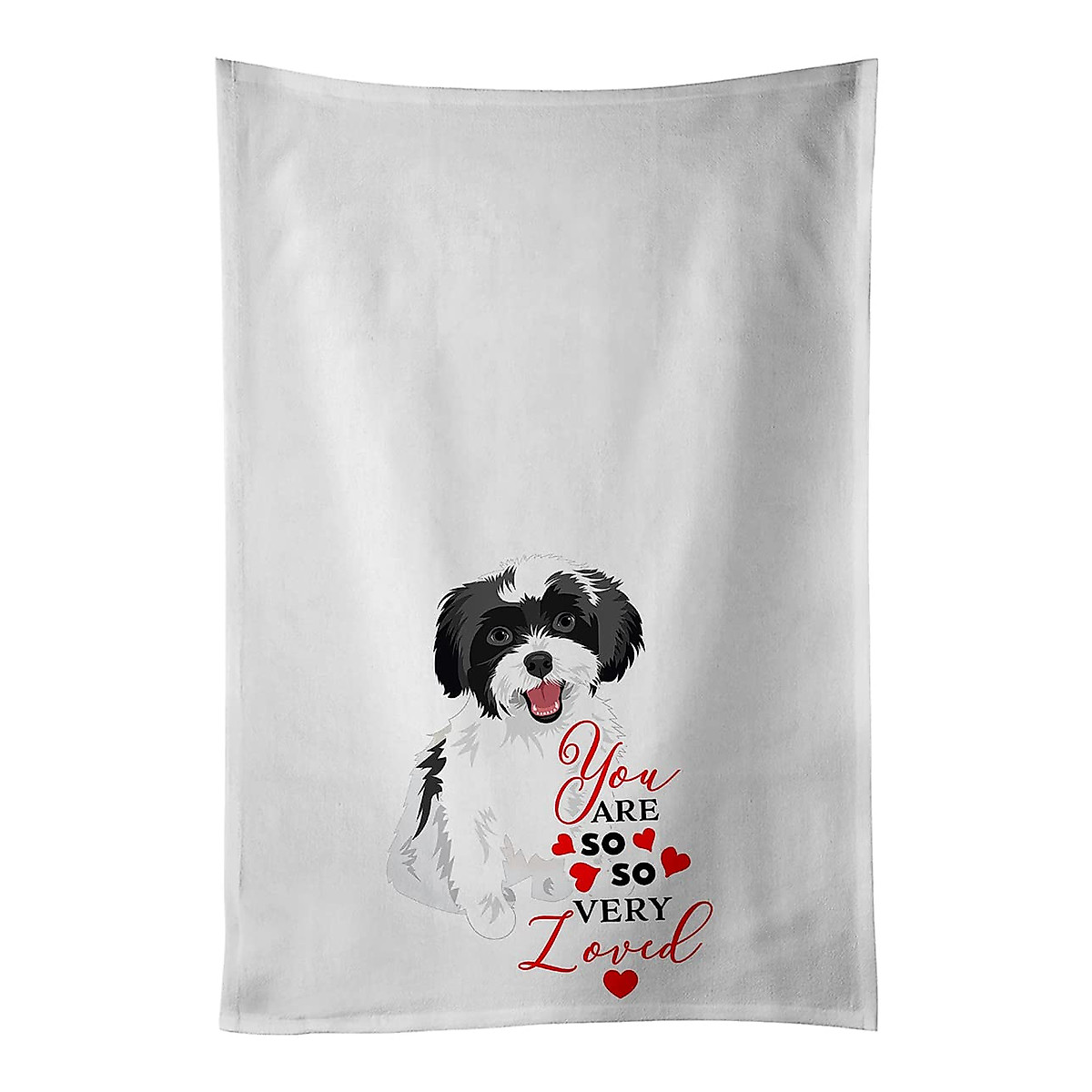 Caroline's Treasures WDK4035WTKT Shih-Tzu Black and White #3 so Loved White Kitchen Towel Set of 2 Dish Towels Decorative Bathroom Hand Towel for Hand, Face, Hair, Yoga, Tea, Dishcloth, 19 X 25, Whit