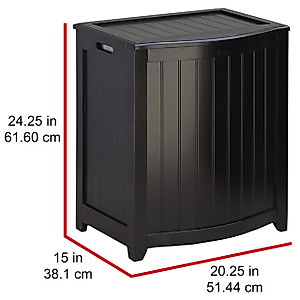 Mahogany Finished Bowed Front Laundry Hamper with Interior Bag