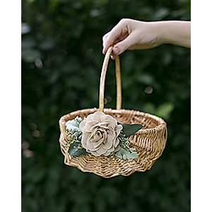 Willow Flower Girl Basket - Rustic Wood Flower Girl Basket - Country Wedding Basket w/Greenery Decor - Rattan Gift Basket by Ragga Wedding