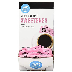 Amazon Brand - Happy Belly Zero Calorie Pink Saccharin Sweetener, Powder, Packet, 35.2 ounce (Pack of 1), (Previously Sugarly Sweet), 1000 Count