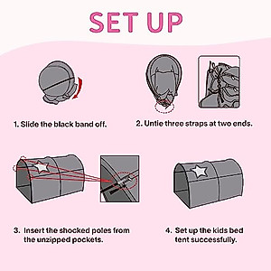 Alvantor Starlight Bed Canopy - Dream Kids Play Tent Playhouse - Privacy Space for Twin Sleeping - Indoor Grow in The Dark Stars - Boys Girls Toddlers - Pop Up Portable Frame - Pink - Patent