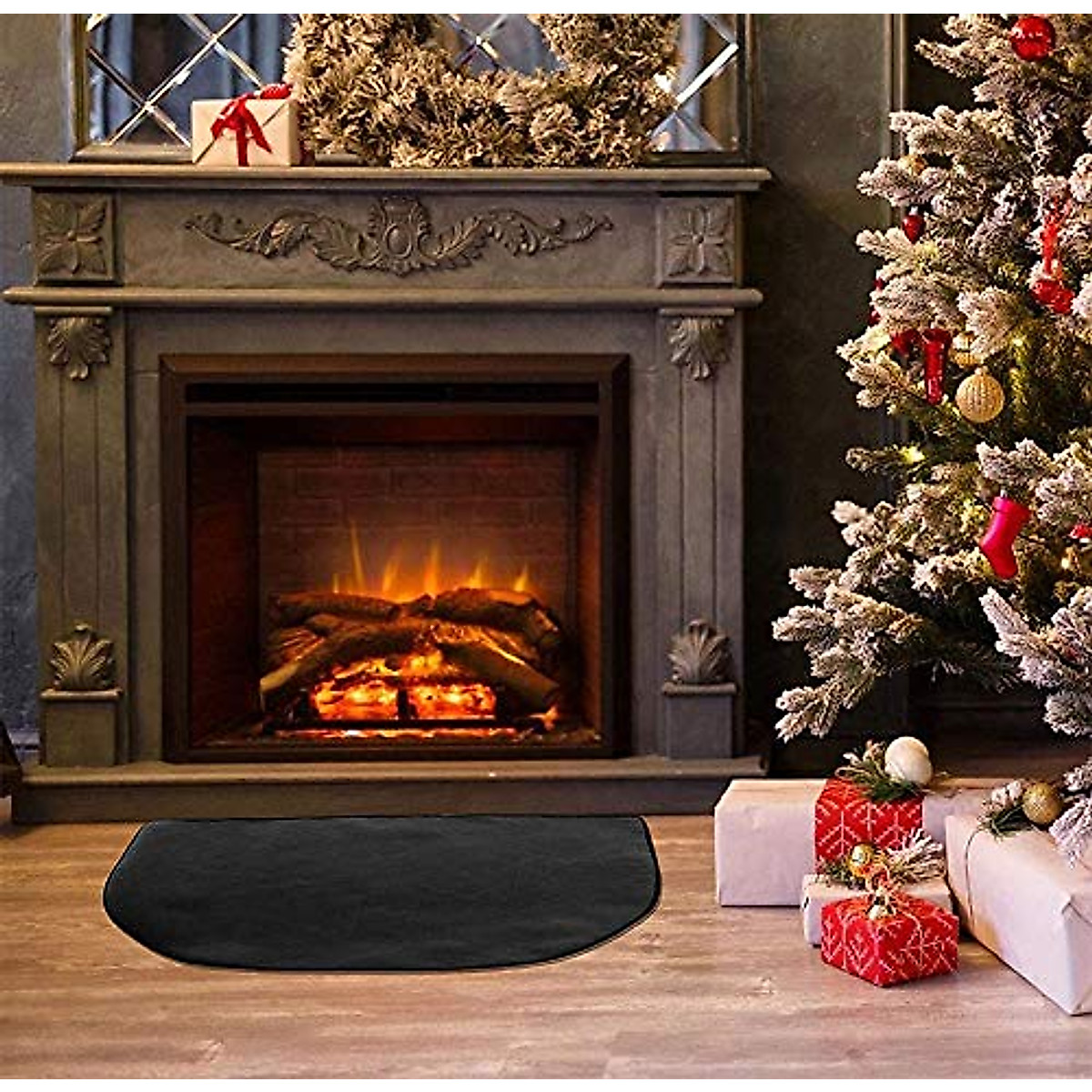 UCARE Fire Retardant Fiberglass Rug Durable Fireproof Protective Hearth Rug Indoor Fireplace Area Rugs Non Slip Mat for Chimney/Fire Pit/Brazier (L: 59.06x39.37in/ 150x100cm)