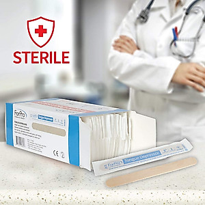 ForPro Professional Collection Senior Tongue Depressors, Large Wax Applicator Sticks, 6" Sized, Sterile, Individually Wrapped, 100 Count, Pack of 6