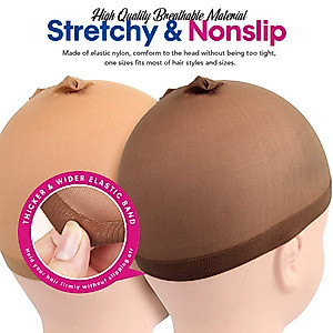 LEOBRO 10 PCS Wig Caps, Includes 4 PCS Brown Stocking Wig Caps, 4 PCS Light Brown Stocking Wig Caps, 2 PCS Black Mesh Net Wig Caps for Women Girl Kids Men, Cosplay Party Use