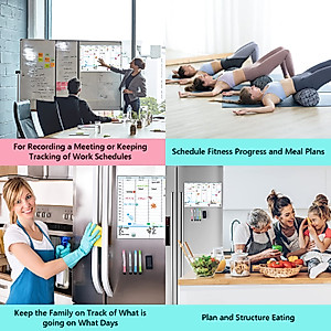 POPRUN Magnetic Weekly Dry Erase Board Calendar for Fridge, 16.9"x11"Schedule Board, Weekly Planner Whiteboard Calendar with Hourly Time Slots To Do List Perfect as Planner Board for School and Family