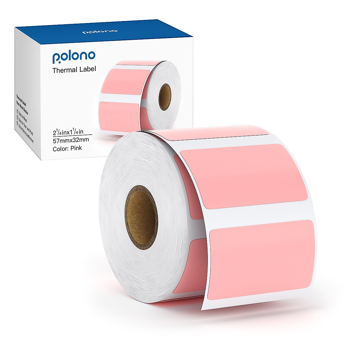 POLONO 2.25”x1.25” Direct Thermal Label, Perforated Sticker Labels for Address, Barcodes, Adhesive Multipurpose Labels Compatible with PL70E Label Printers (1000 Labels, Pink)