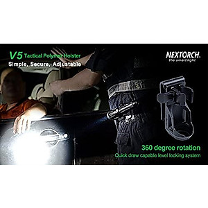 Nextorch V5 Tactical Flashlight Holster with Lever Side Lock System Only for 1"-1.25" Diameter Flashlight (Holster Head Diameter 0.78"-1.18" Bottom Diameter 1.18")