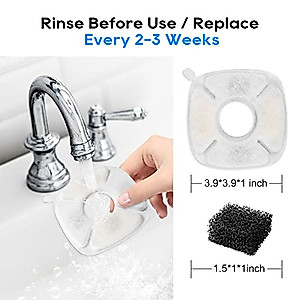 MyfatBOSS 16 Pack Cat Water Fountain Filter, 8 Pack Replacement Filters & 8 Pack Replacement Pre-Filter Sponges Fit for 95oz/2.8L and 67oz/2L Automatic Pet Cat Water Fountain Dog Water Bowl Dispenser