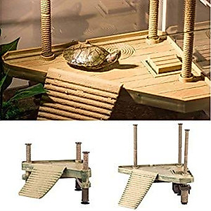 Turtle Platform,7x6x3.5inTurtle Float Platform Basking Platform Decorative Reptile Frog Pier Floating Basking Platform Ramp Ladder Tank with Ramp Ladder for Aquariums Tank