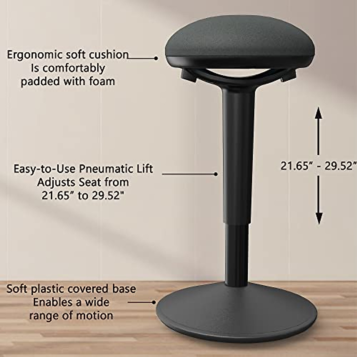 Ergooffile Standing Desk Chair with 360-Degree Standing Desk Chair with Memory Foam Seat Cushion, Lightweight & Flexible, Fully Assembled