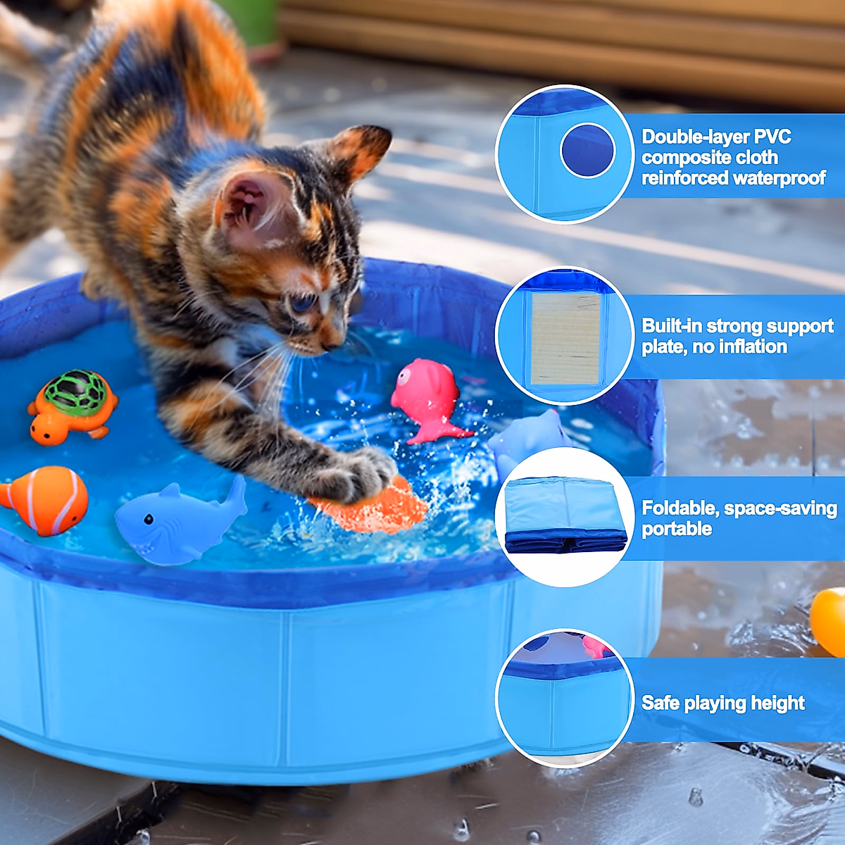 Mity rain Cat Water Toy - Cat Pool with Interactive Fish Toys, Fish Bowl Cat Toys for Indoor Bored Cats Interactive Cat Toys for Indoor Cats, Blue