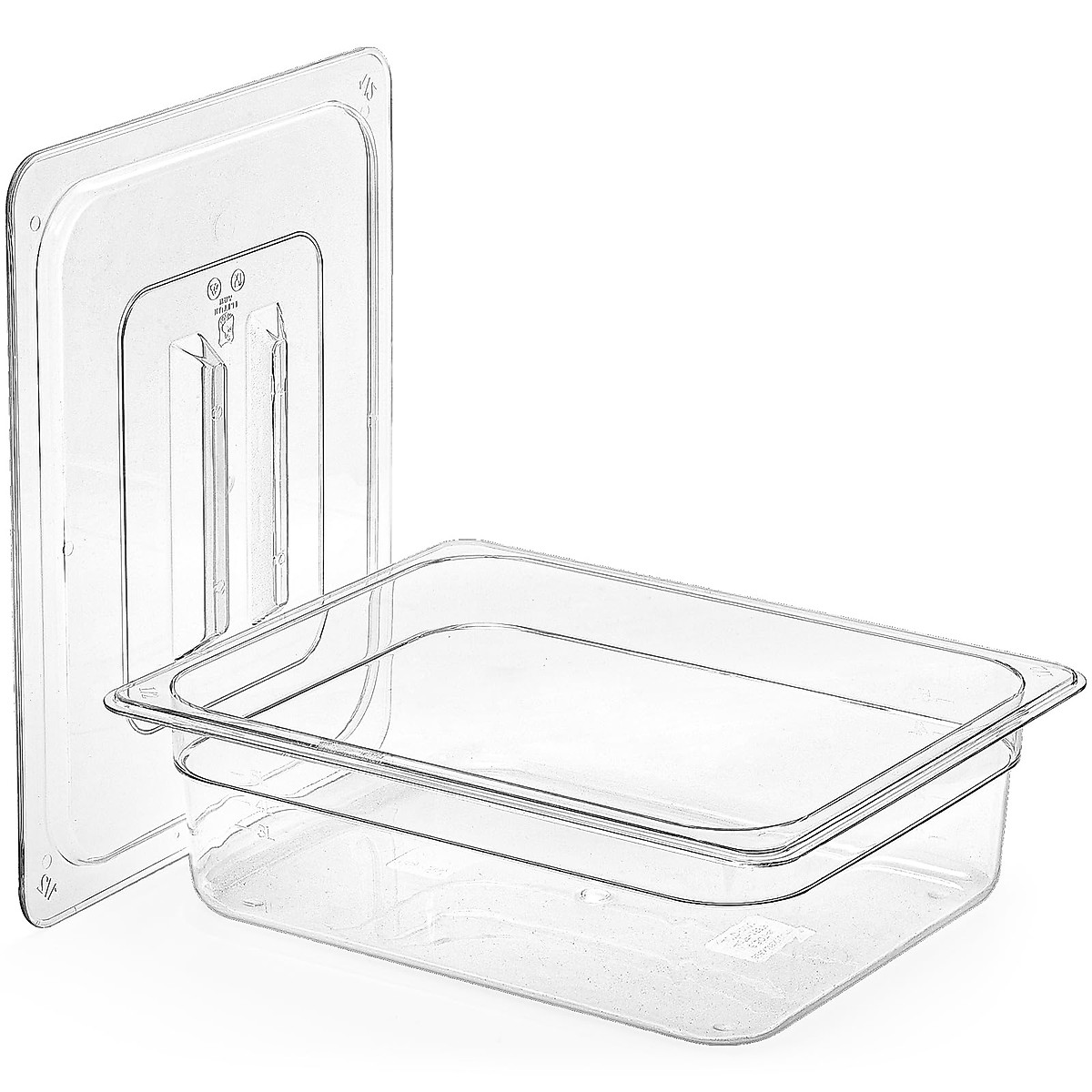 Bekith 2 Pack Clear Polycarbonate Food Pans with Lids, Half Size 4 Inch Deep, Stackable Plastic Food Pans for Commercial Kitchen Restaurant Food Prep, Freezer-Safe