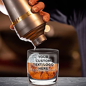 Custom Whiskey Glasses 10 oz Set of 10, Personalized Bulk Pack - Heavy Base Old Fashioned Glass, Perfect for Scotch, Bourbon, Whiskey, Cocktail - Clear