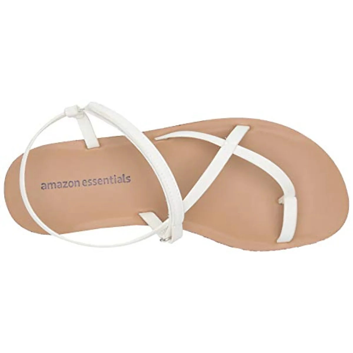 Amazon Essentials Women's Strappy Footbed Sandal, White, 7.5