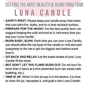 LUNA CANDLE CO. Vanilla Scented Jar Candle in 11oz. Clear Glass, Single Wick, Soy Wax, Up to 110 Hours of Burn Time, Great Gift for Home, Wedding, Birthday, Spa