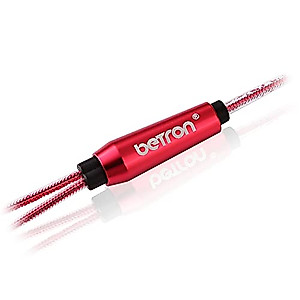 Betron B25 in-Ear Headphones Earphones with Microphone and Volume Controller, Noise Isolating Earbud Tips, 3.5mm Head Phone Jack (Red)