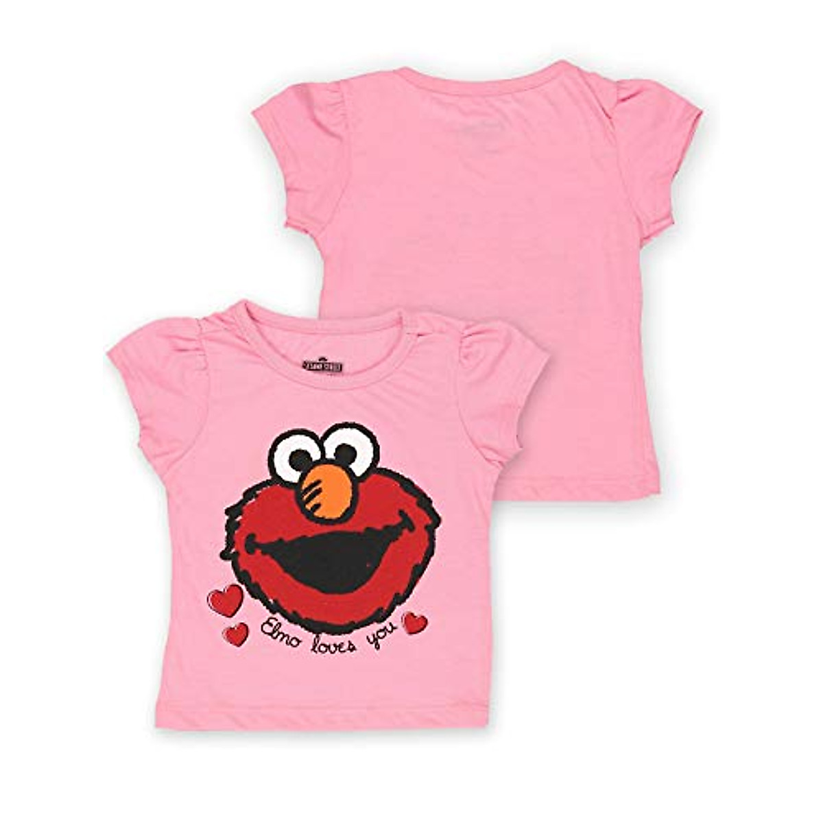Sesame Street Girls' Modern/Fitted, Pink Elmo Loves You, 18 Months