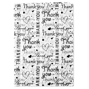 50 Sheets Thank You Tissue Paper Bulk,Thank You Tissue Paper for Small Business,Tissue Paper for Packaging,Gift Bags,Thank You Packaging Tissue Paper,14 x 20 Inch (Black)