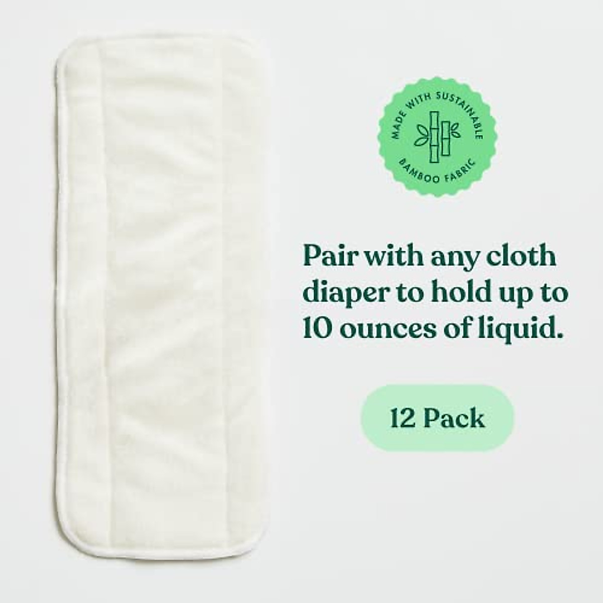 Naturally Nature Cloth Diaper Inserts, 5 Layer Almond Rayon Fleece, Pack of 12, Resuable, Washable Inserts for Cloth Diapers, Almond