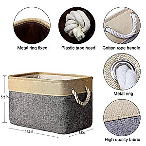 AMZTADIE Rectangular Fabric Basket Storage Basket,Decorative Basket,Clothes Storage with Handle,Foldable Linen Storage Box,Suitable for Dog Toy Basket and Nursery Toys