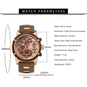 AIMES Mens Watches Chronograph Casual Leather Watch Analog Quartz Movement Stylish Sports Designer Wrist Watch 30M Waterproof Elegant Gift Watch for Men