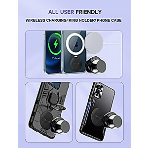 pop-tech Ball Magnetic Car Phone Holder, Universal All-Metal Magnet Car Mount for Cell Phone Dashboard GPS with 4 Metal Plates & Mini Size& 360° Rotation for iPhone, Tablet, Socket Grip,Mobile Device