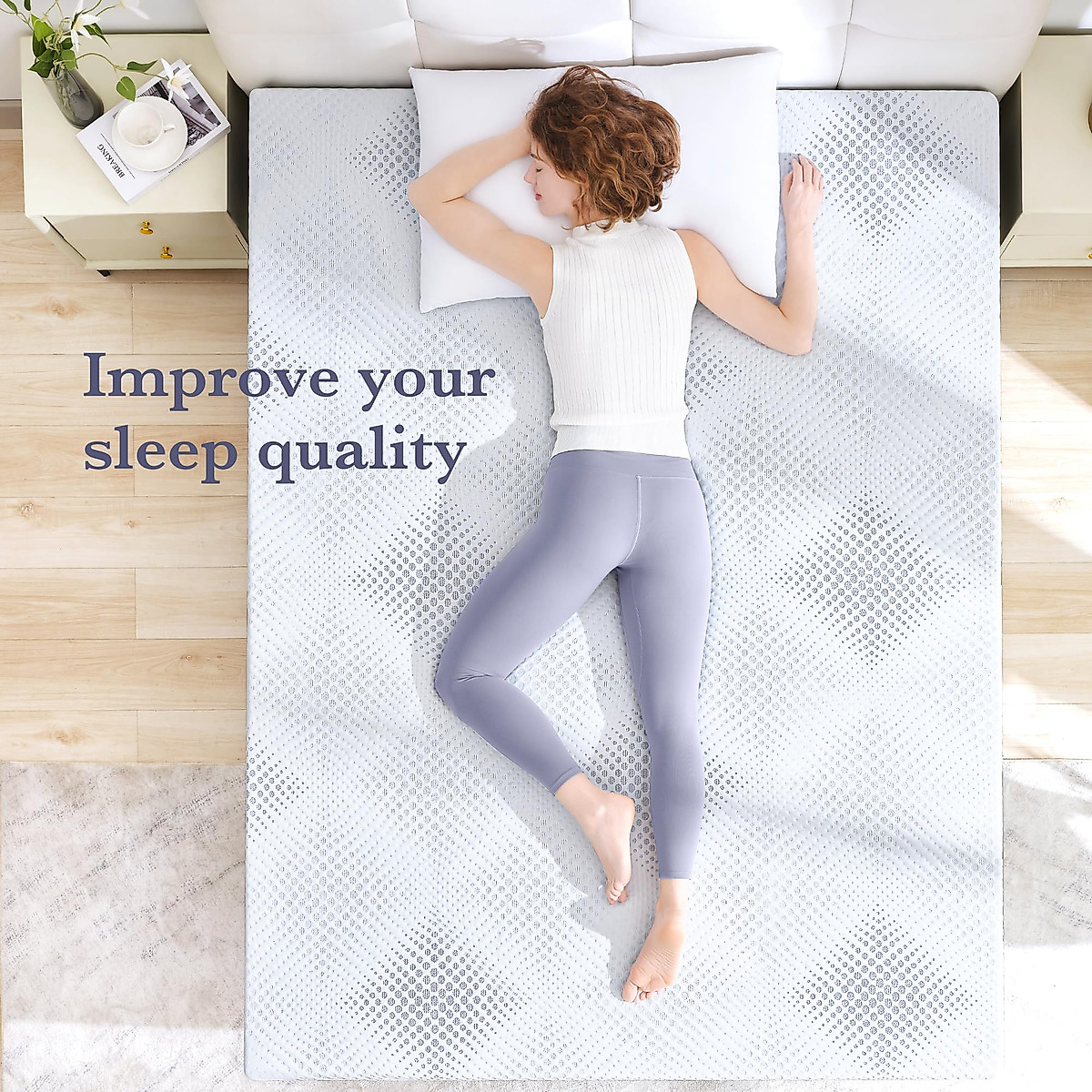 SINWEEK 3 Inch Gel Memory Foam Mattress Topper Queen Size, Mattress Pad for Body Pressure Relief, Cooling Bed Topper with Breathable Soft Cover, CertiPUR-US Certified, Medium Version.
