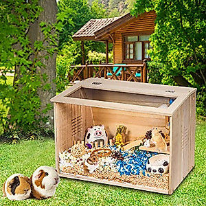 PStarDMoon Hamster Wooden Cage, Upper Door Design, Acrylic Transparent and Visible Hamster Cage Suitable for Small Hamster Syrian Dwarf Hamsters Degus Mice or Other Similar（23.6''X11.8''X15.7''