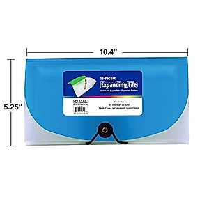 BAZIC Expanding File Folder 13 Pockets, Coupon Size Plastic File Folders w/Color Tabs Pocket, Home Office Supplies, Check Bills Receipts Organizer, 4-Pack