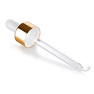 JUVITUS 2 oz / 60 ml Frosted Clear Glass Boston Round Bottle with Gold Metal and Glass Dropper (24 pack) + Funnel